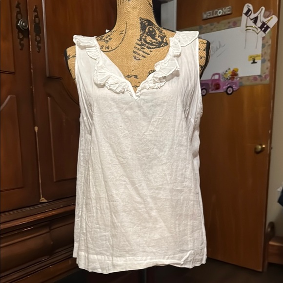 Talbots | Tops | Talbots Cream Ruffled Sleeveless Tank Top | Poshmark